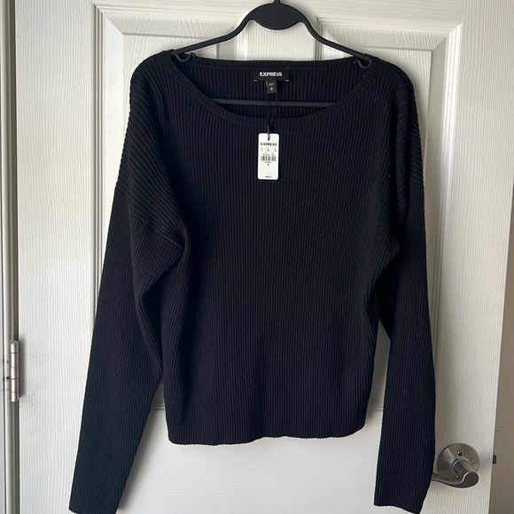 Express | Sweaters | Express Small Black Ribbed Sweater With Wide ...